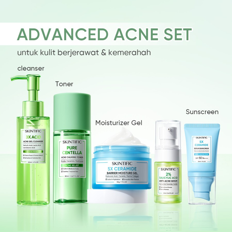 Jual Paket Anti Acne Skincare Set Calming SKINTIFIC 5Pcs | Shopee Indonesia