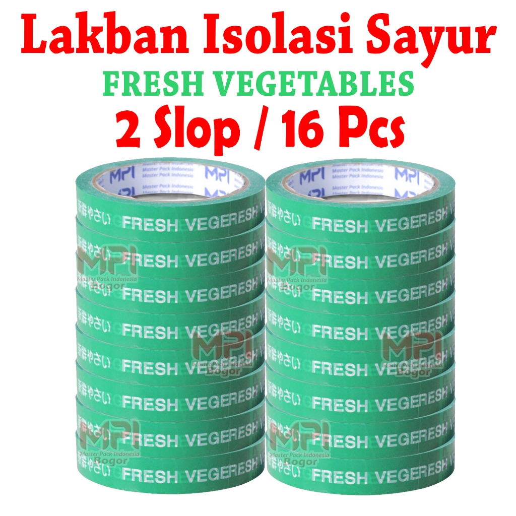 Jual 2 Slop / 16 Pcs - Lakban Isolasi Sayur Fresh Vegetables 18 mm x 50 ...
