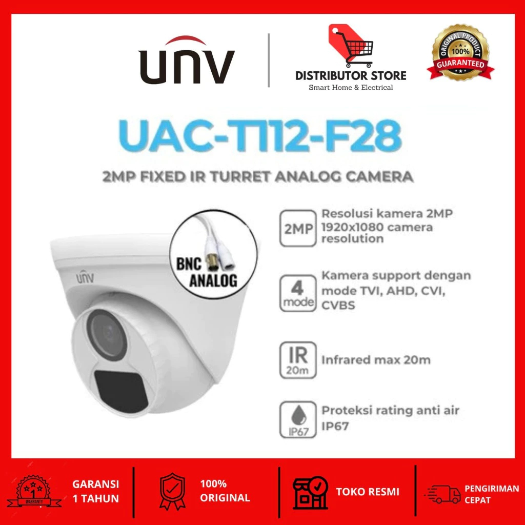 Jual UNIVIEW UAC-T112-F28 UNV 2MP FIXED 4IN1 IP67 IR TURRET ANALOG CAMERA | Shopee Indonesia