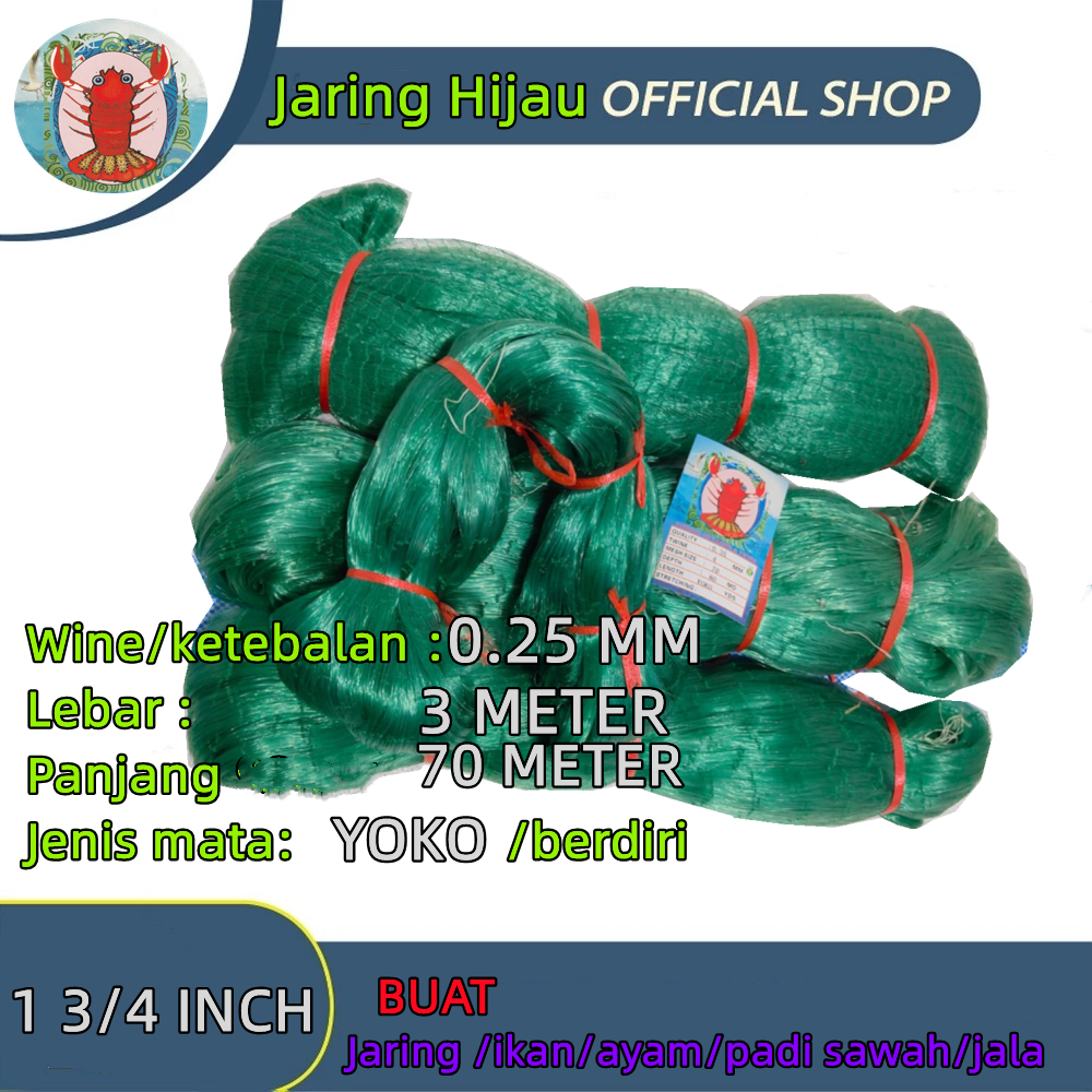 Jual Jaring Ikan /jala/jaring ayam/jaring padi sawah lebar 3 m panjang ...