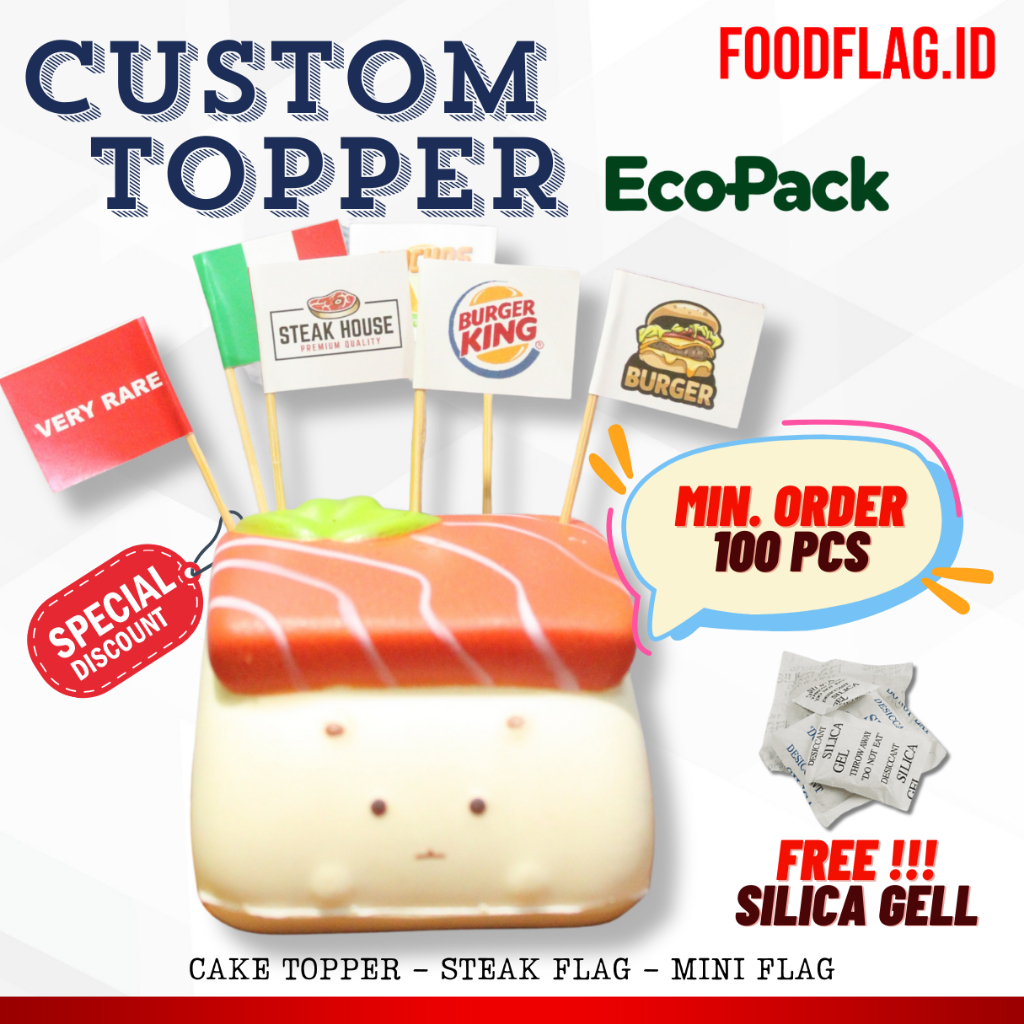 Jual Cake Topper, Tusuk Gigi Bendera, Food Flag Custom Order. Ecopack ...