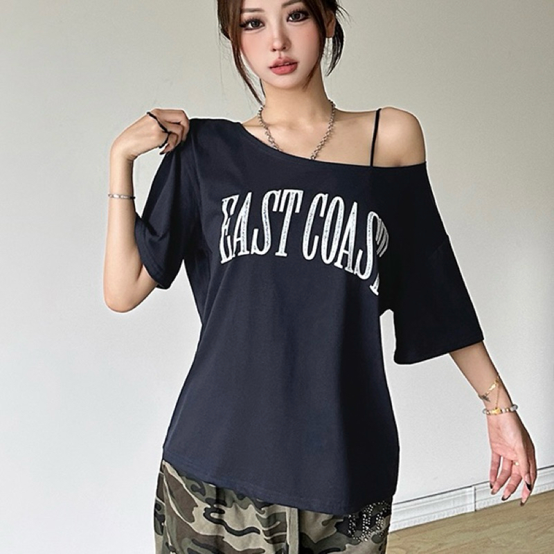 Jual east coast offshoulder top asymmetrical tshirt y2k stockholm ahs ...