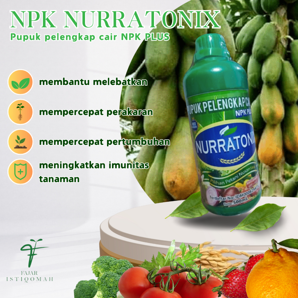 Jual PUPUK PELENGKAP CAIR NPK PLUS ANTI JAMUR ZPT + GA7 NURRATONIX MENYUBURKAN BUAH PEPAYA ISI ...