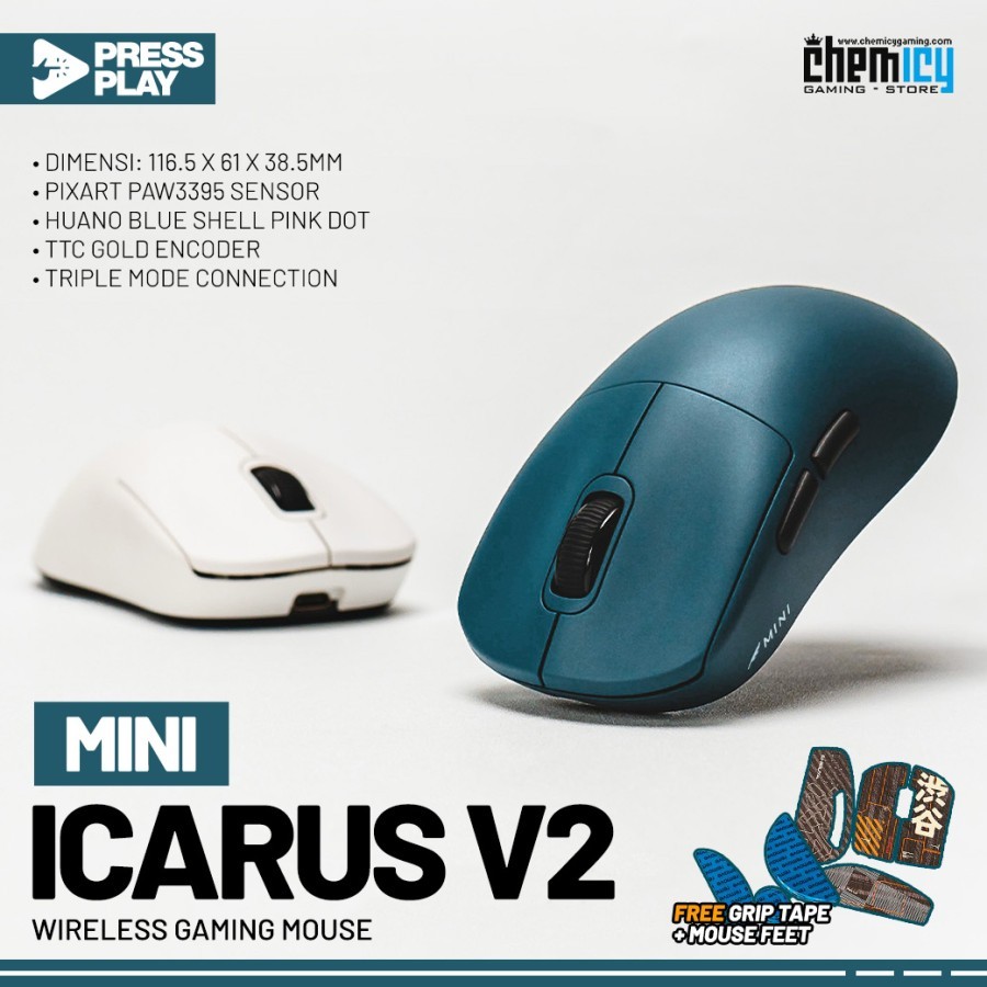 Jual Press Play Icarus V2 Mini Ultra-lightweight Triple Mode Wireless ...