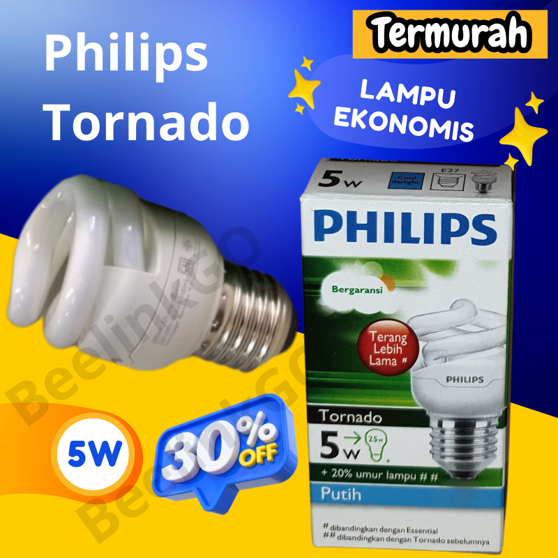 Jual Lampu Philips Tornado 5W 8W 12W Bohlam Philip Spiral Warna Putih Cool Daylight 5 watt 8 ...
