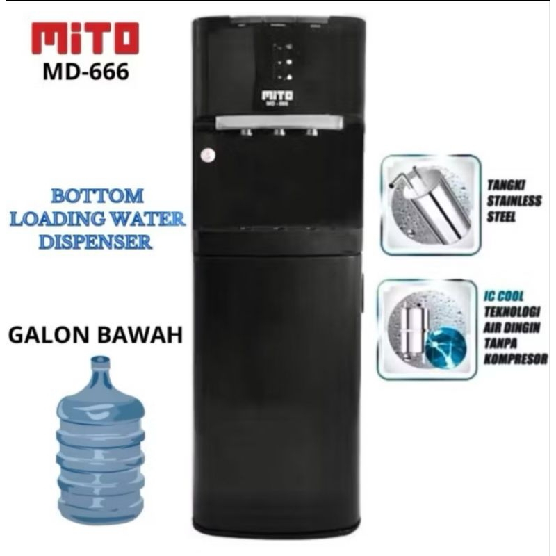 Jual DISPENSER AIR GALON BAWAH MITO MD-666 Low Watt Bottom Load Water ...