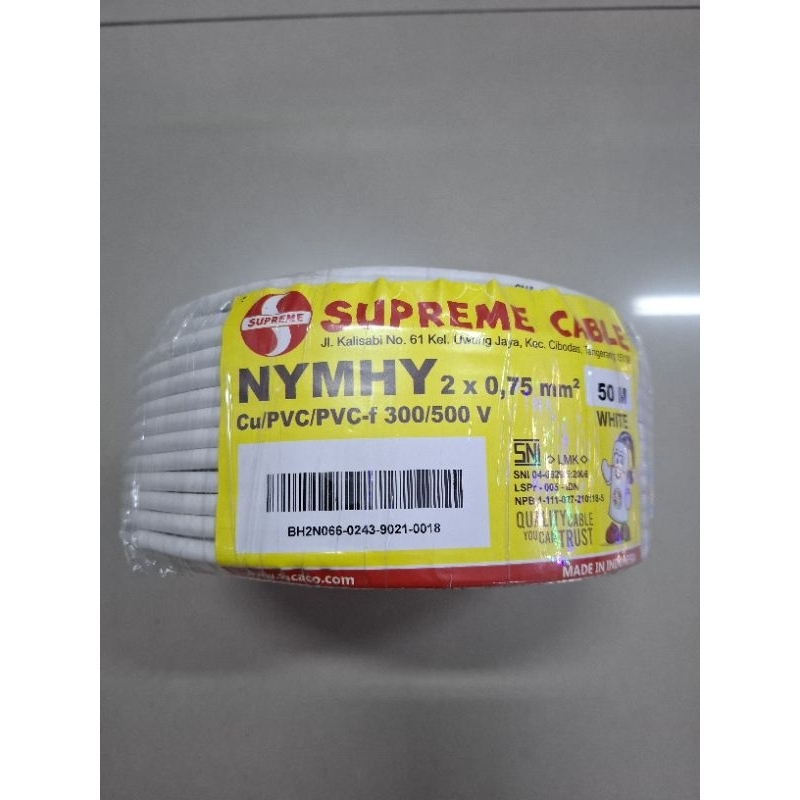 Jual KABEL LISTRIK SUPREME NYMHY 2X0,75 MM 50 METER JUAL PER ROLL | Shopee Indonesia