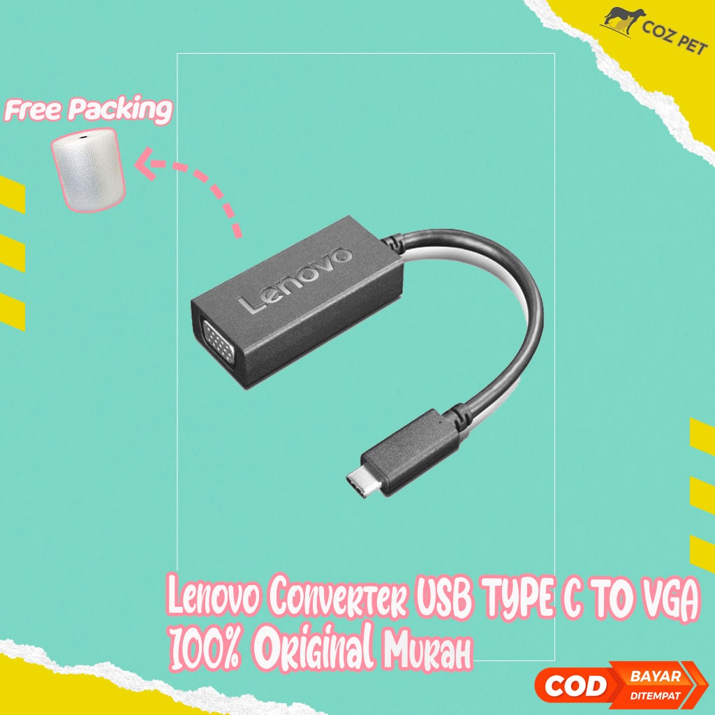Jual Adapter Converter USB TYPE C TO VGA Lenovo ThinkPlus | Shopee ...