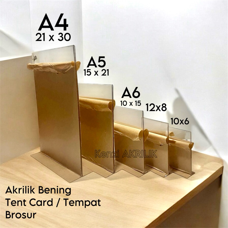 Jual Akrilik Bening Tempat brosur menu Qris Ukuran A4, A5, A6, 12x8 ...