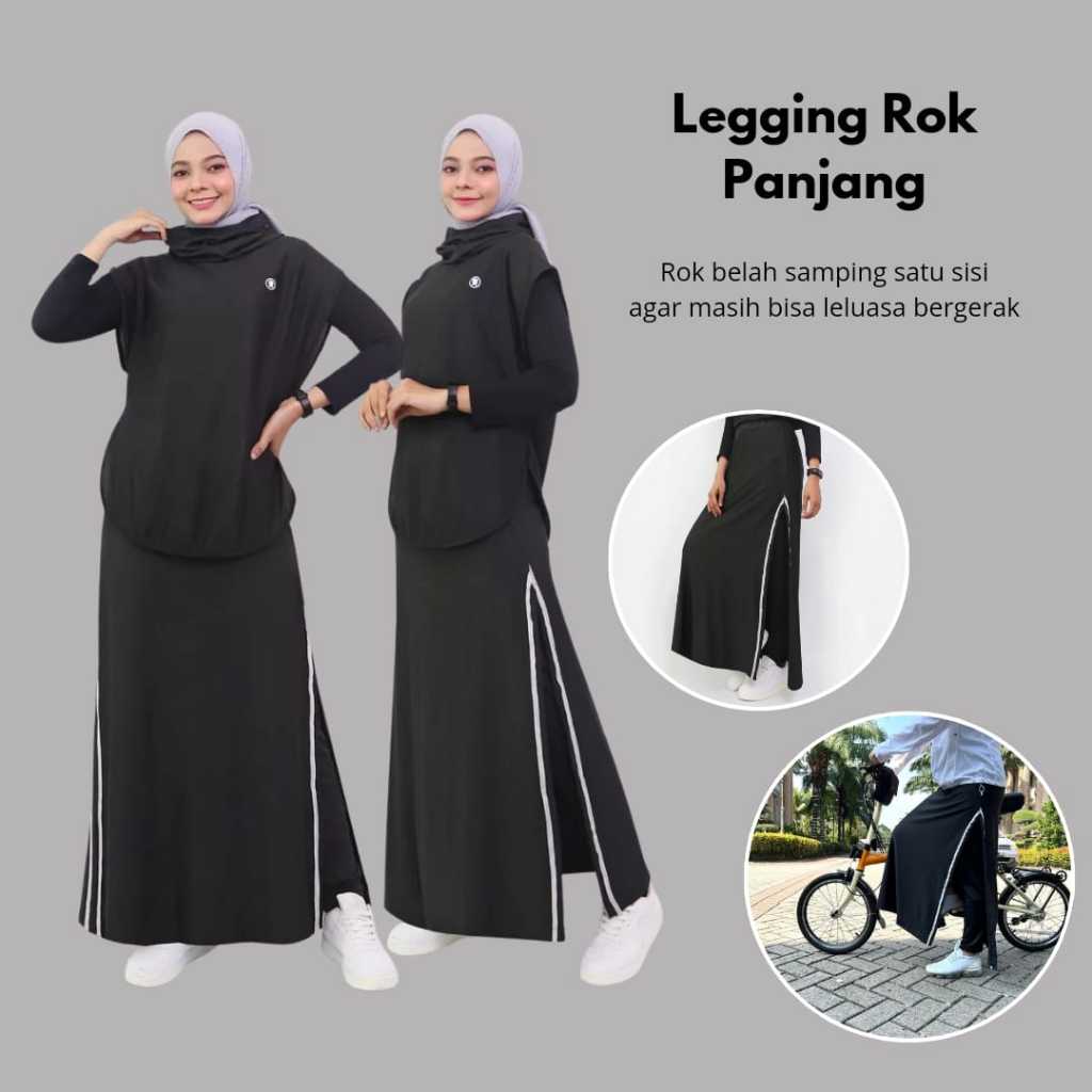 Jual Legging Rok Panjang Syari Belah Samping Long Skirt Sport Muslimah ...
