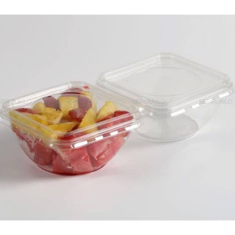 Jual Mika Salad Plastik TS-01 - Tray Mangkok Kotak Buah Bening 500ml isi 25 set | Shopee Indonesia