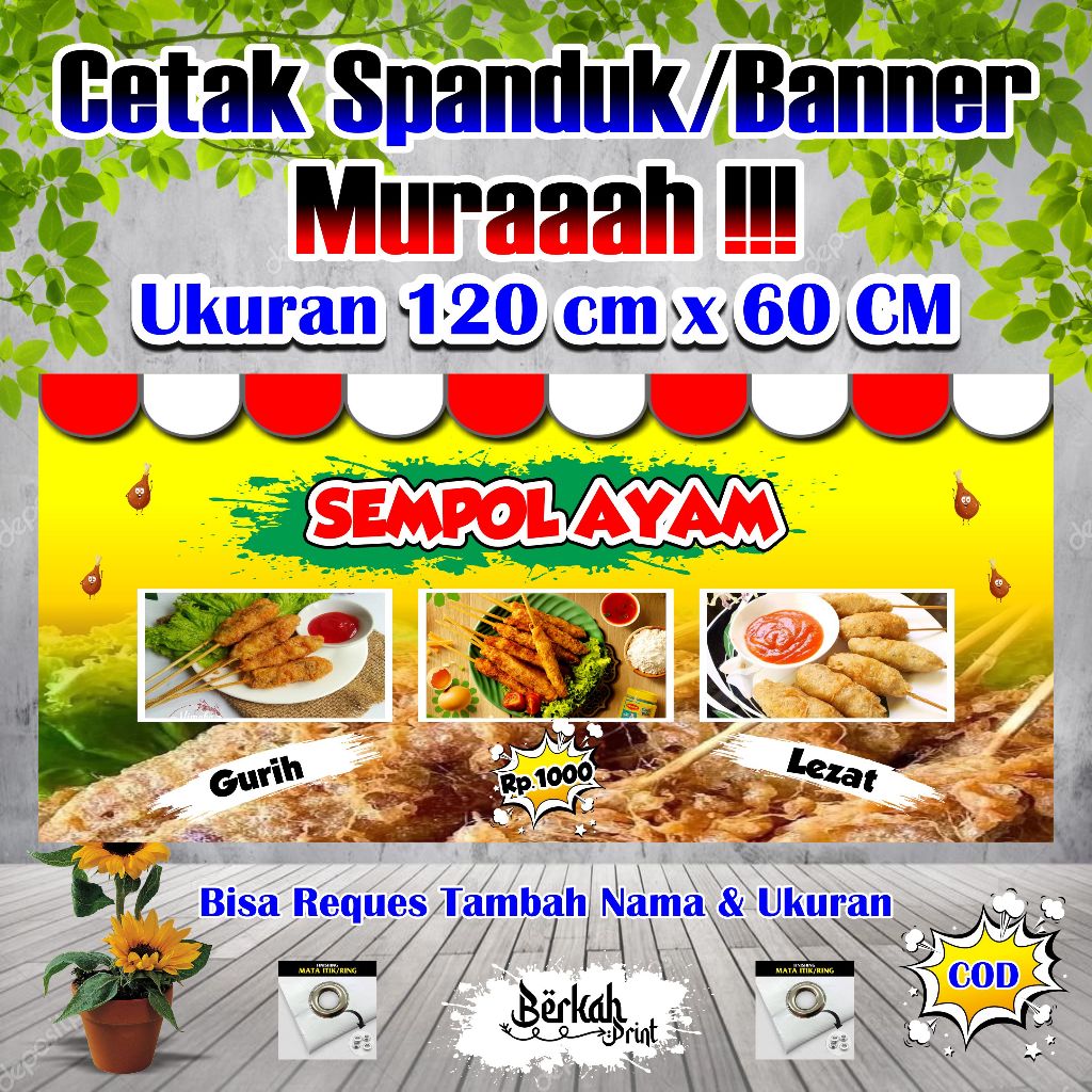 Jual Spanduk Banner Sempol Ayam Ukuran 120 cm x 60 cm | Shopee Indonesia