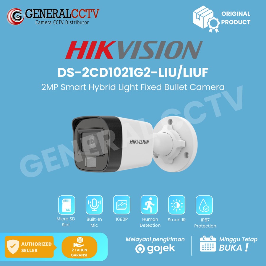Jual Hikvision DS-2CD1021G2-LIU-LIUF IPC 2MP OUTDOOR BULLET NETWORK CAMERA BUILT IN MIC AUDIO ...