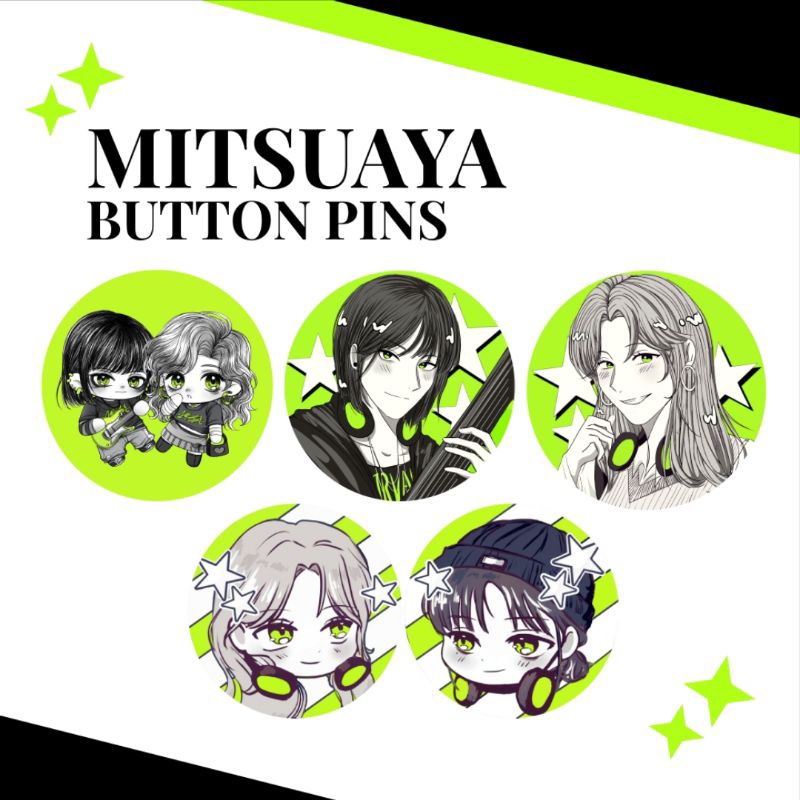 Jual MitsuAya Button Pin 4.4cm & 5.8cm (TGSWIIWAGAA Green Yuri Mitsuki ...
