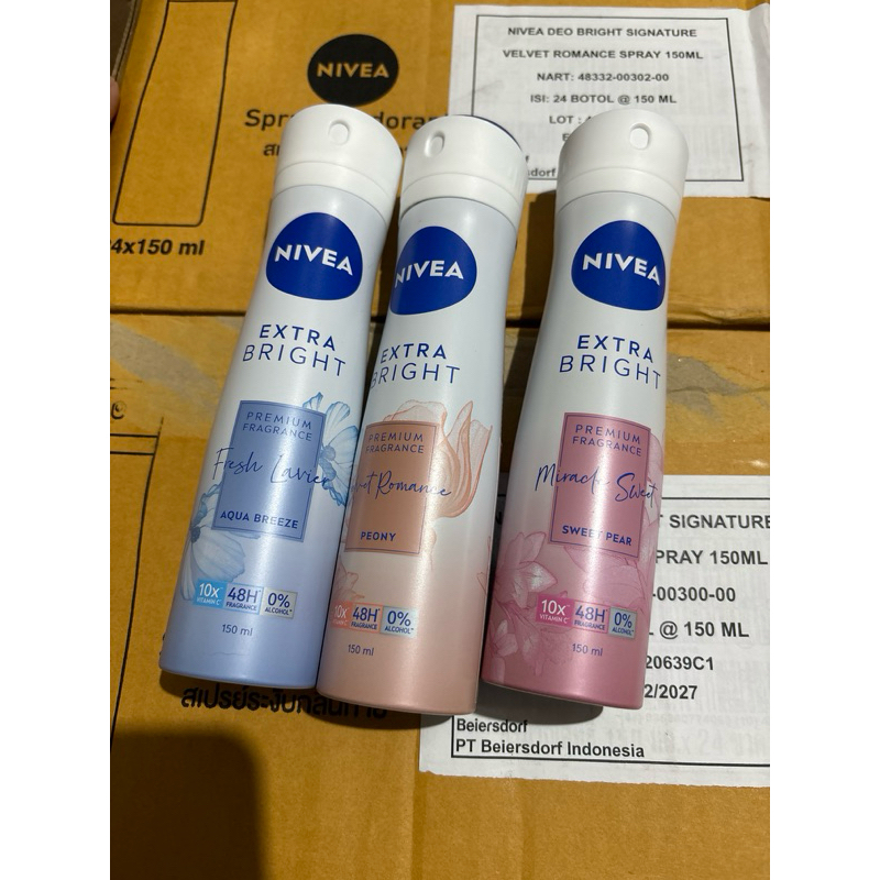 Jual NIVEA Deodorant Spray Extra Bright Premium Fragrance Velvet Romance 150ml - Wangi parfum ...