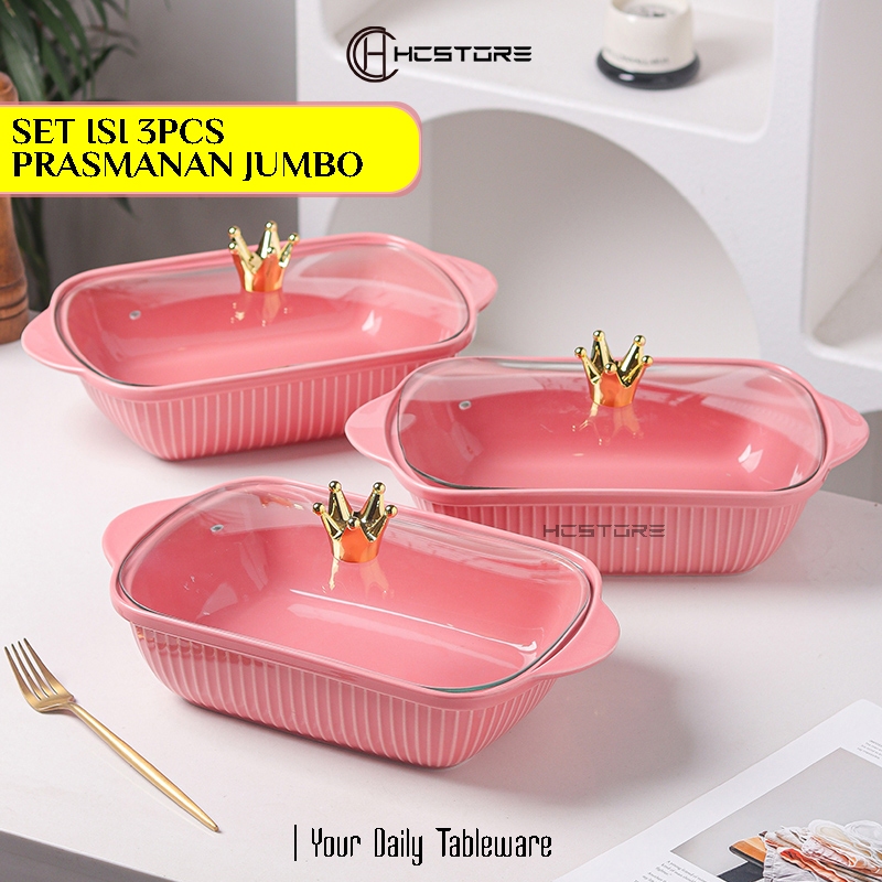 Jual HCSTORE ( SET ISI 3 ) JUMBO PRASMANAN Tutup Kaca Crown Tempat lauk ...
