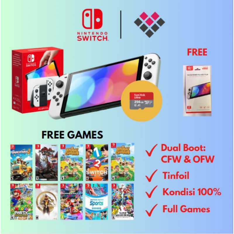 Jual Nintendo Switch OLED CFW 256GB Full Set Game Console WHITE | Shopee Indonesia