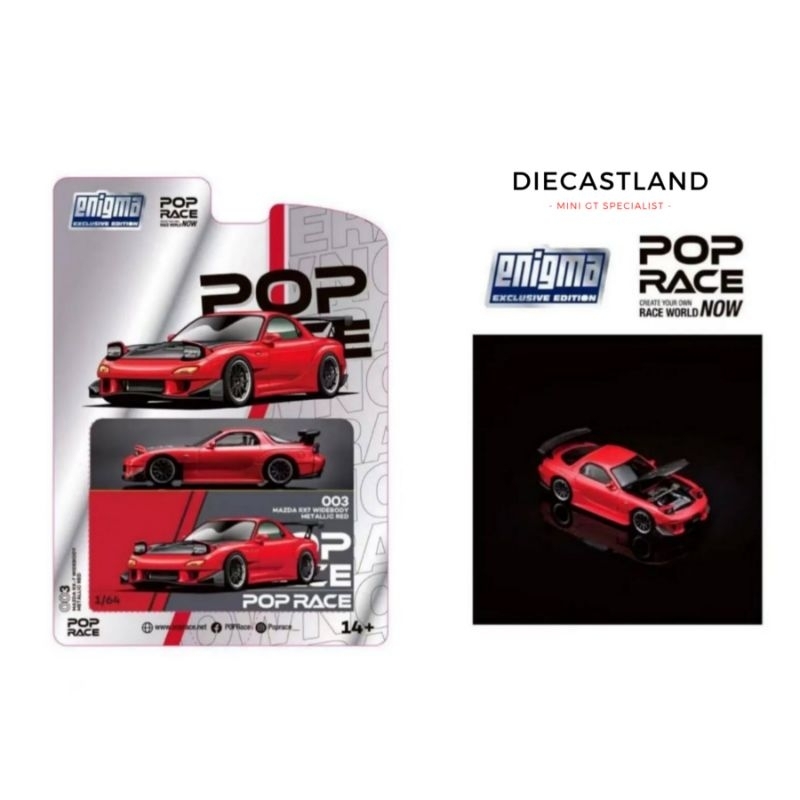 Jual POP RACE 1/64 PRE003 MAZDA RX-7 Widebody Metallic Red Merah ...