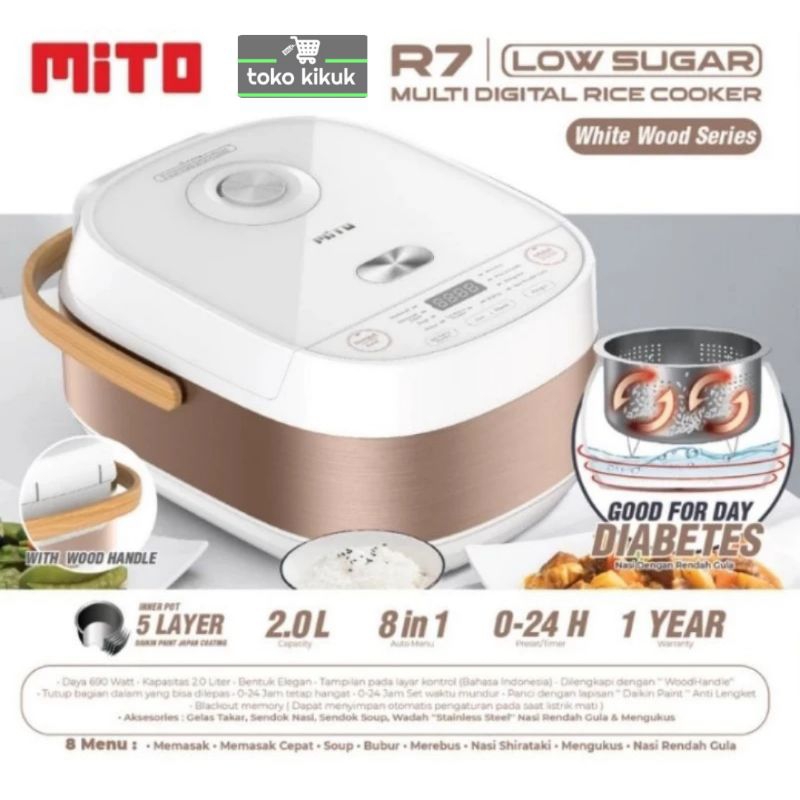 Jual MITO R7 Multi Digital Rice Cooker Low Sugar 8 In 1 Magic Com ...