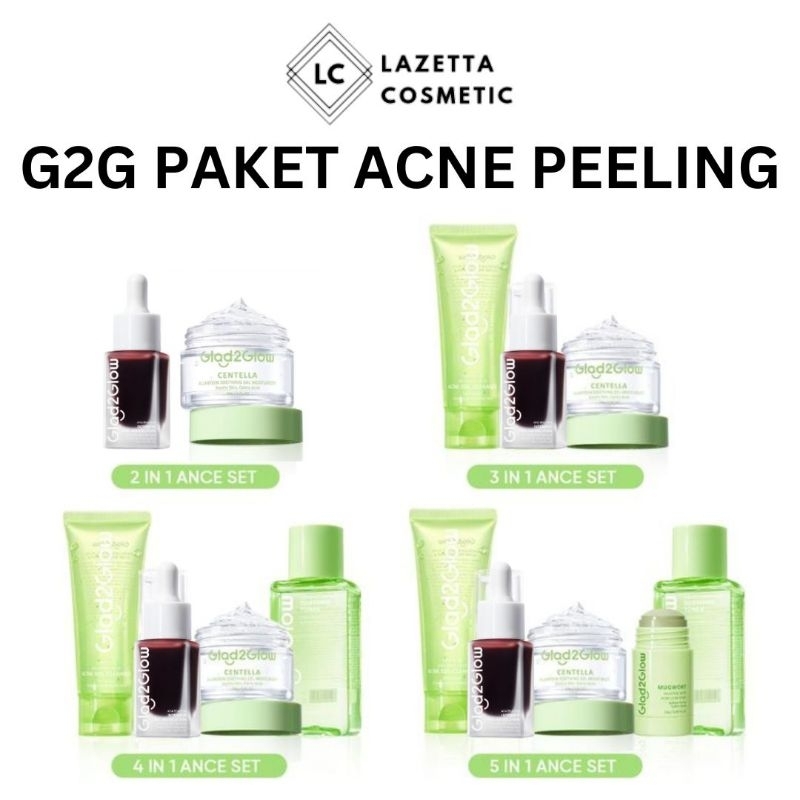 Jual G2G Glad2Glow Paket Peeling Acne 2in1 3in1 4in1 5in1 Moisturizer ...