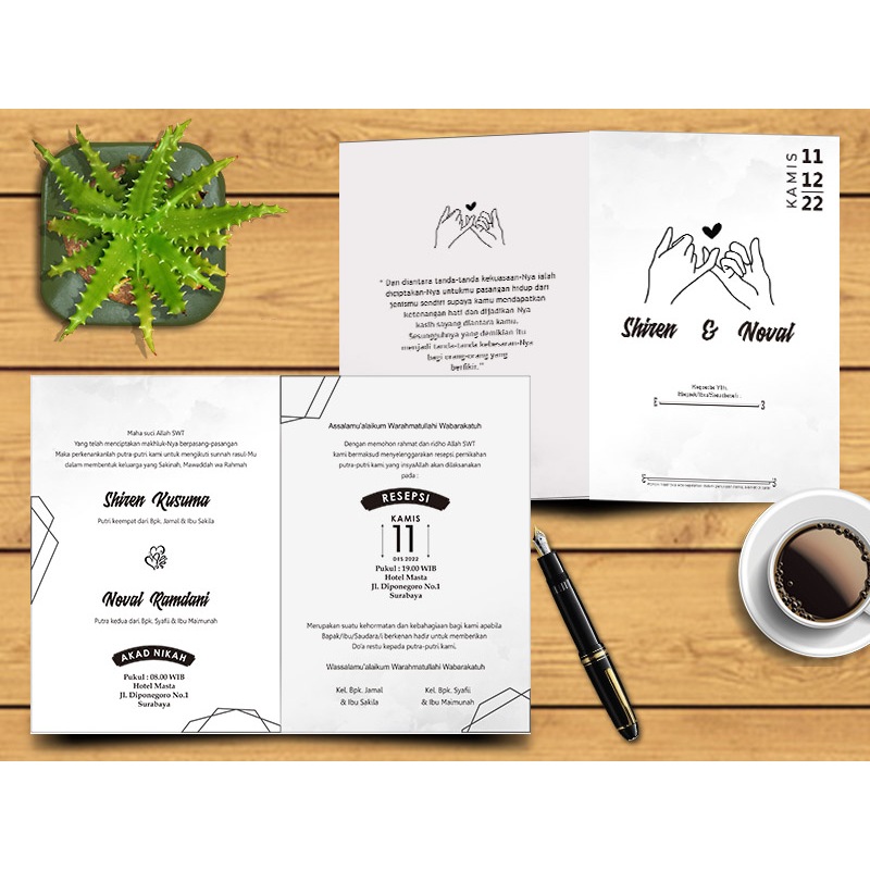 Jual undangan pernikahan simple undangan hitam putih aestetik | Shopee ...