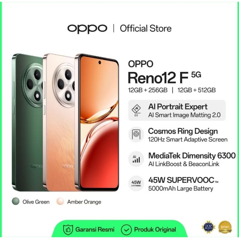 Jual OPPO RENO 12F 5G 12GB/256GB | 12GB/512GB ORIGINAL 100% BERGARANSI ...