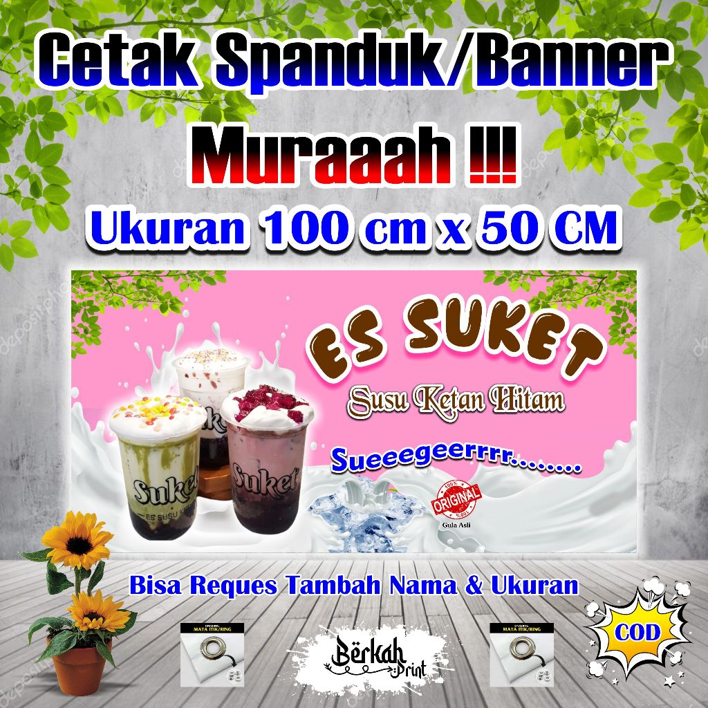Jual Spanduk Banner Es Suket Ukuran 100 cm x 50 cm | Shopee Indonesia