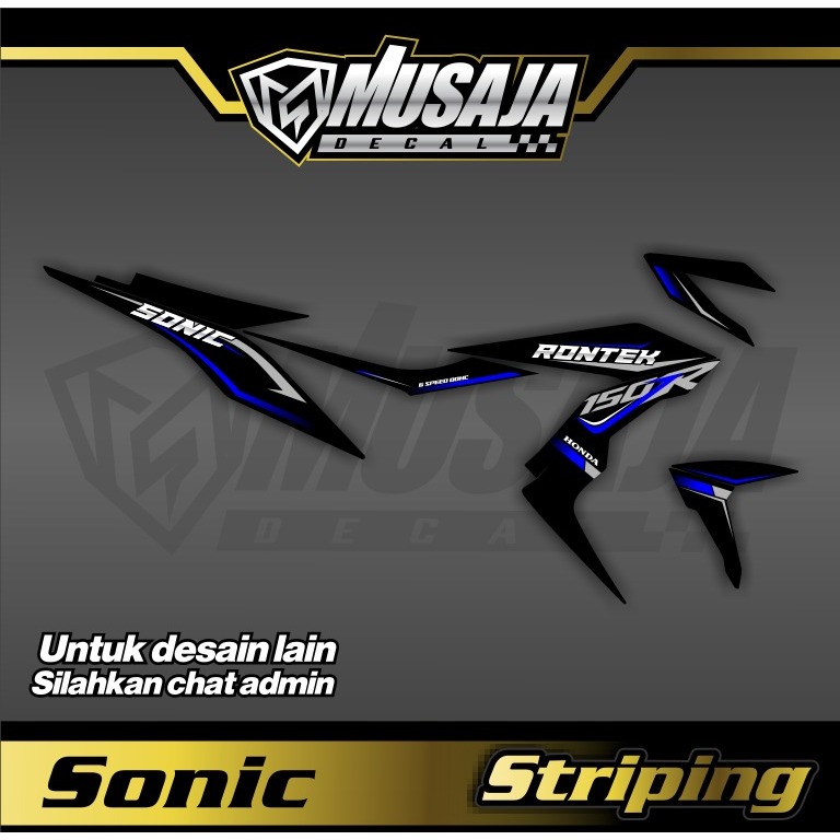 Jual stiker striping sonic hitam biru putih transparan uv glossy non ...