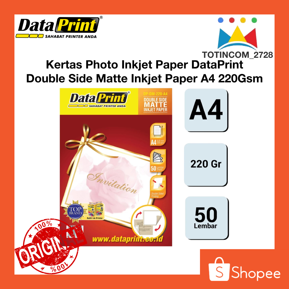 Jual Kertas Foto DATAPRINT Double Side Matte A4 220 Gram Kertas Kartu ...