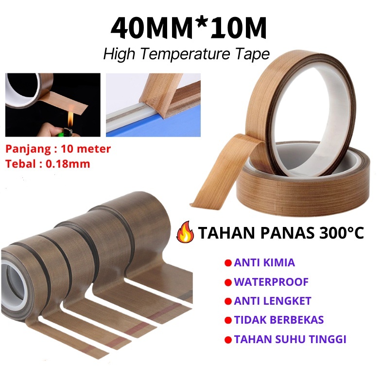 Jual 40mm x 10 meter TEFLON Heat Tape COKLAT Isolasi Anti Panas ...