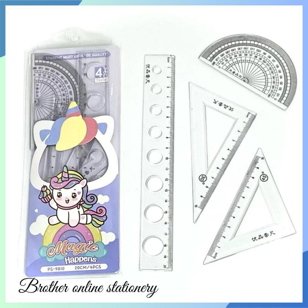 Jual BOS Penggaris Set/Penggaris Plastik/Ruler Set/Garisan Busur ...