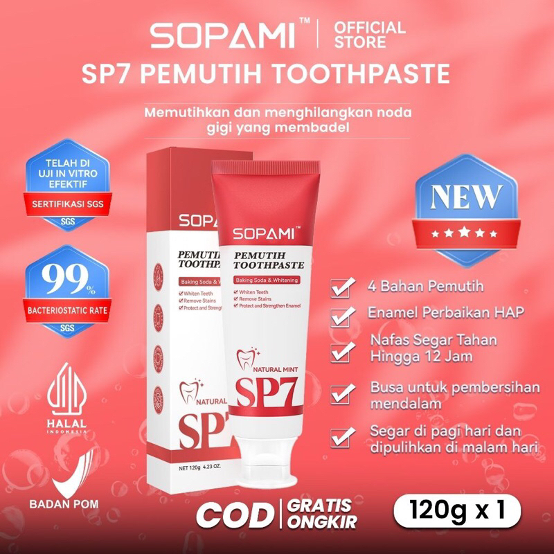 Jual BPOM SOPAMI SP7 PASTA GIGI PEMUTIH FLEK DAN NODA GIGI / TOOTHPASTE CHOISKCYN | Shopee Indonesia