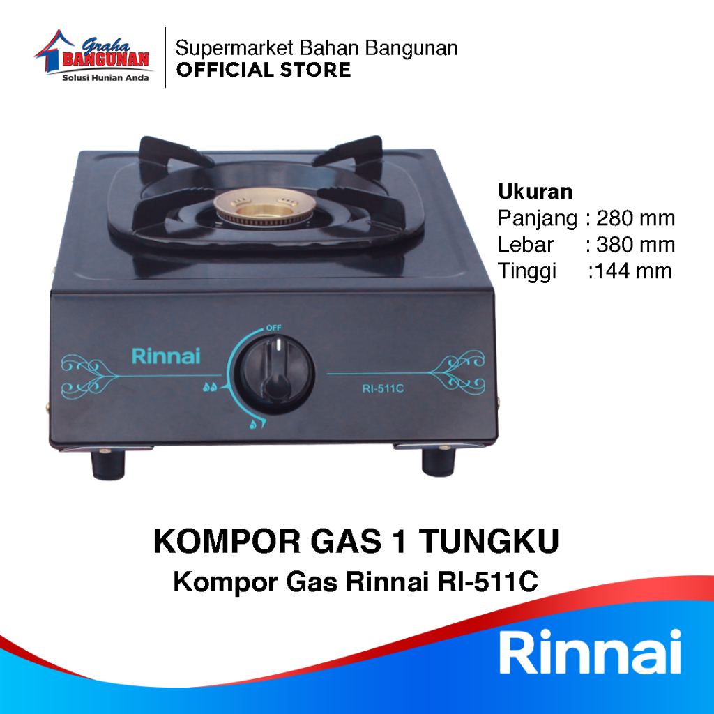 Jual Kompor Gas Rinnai RI-511C Kompor Gas Rinnai 1 Tungku | Shopee ...