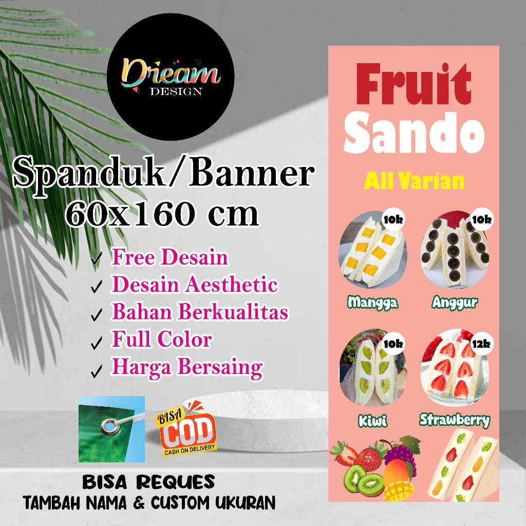 Jual Spanduk 60x160 cm fruit sando all varian Custom Desain (GESER KE ...