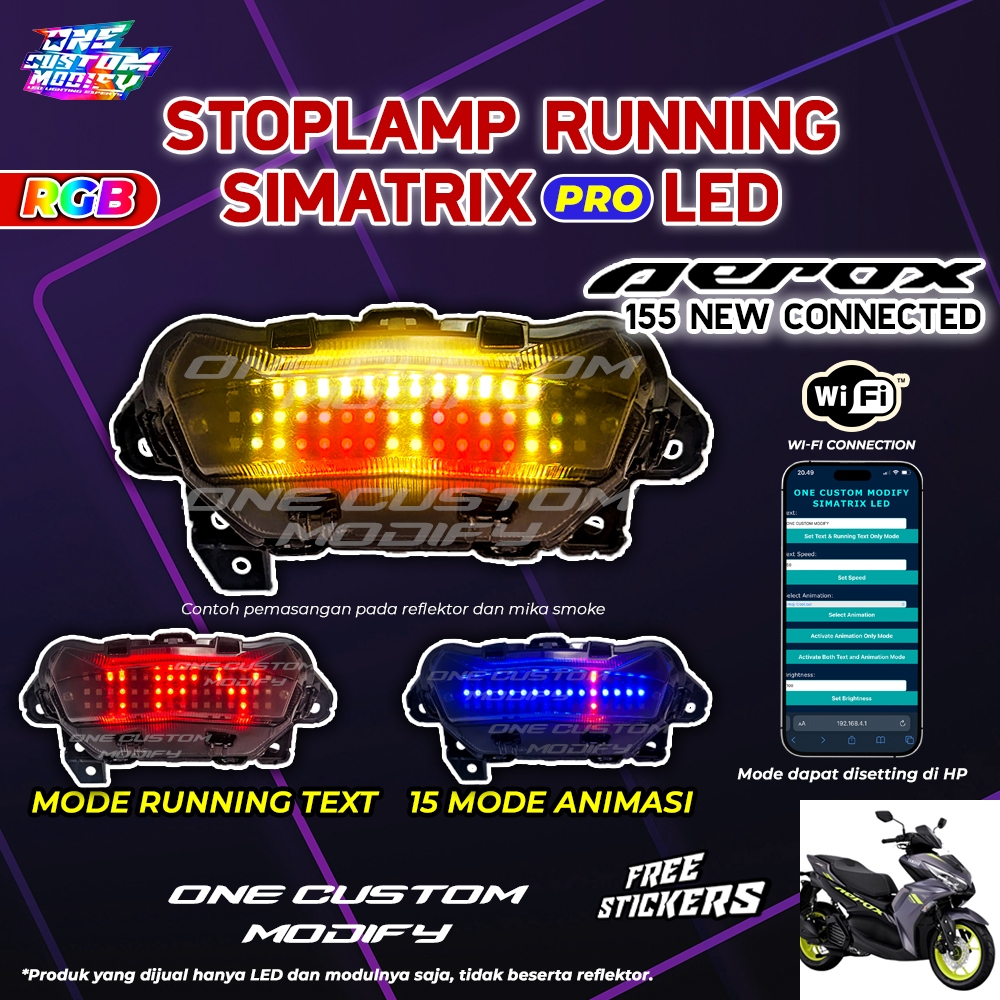 Jual Stoplamp Running Text Animasi Aerox New Simatrix Pro RGB Lampu LED ...