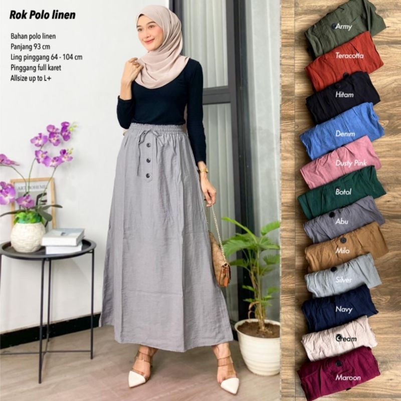 Jual ROK WANITA POLO LINEN / Rok Panjang / Rok polos / Rok Standar ...