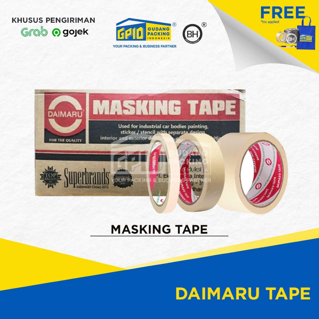 Jual (GOSEND/GRAB) DAIMARU - Masking Tape / Lakban Kertas 0.5 / 1 / 2 ...