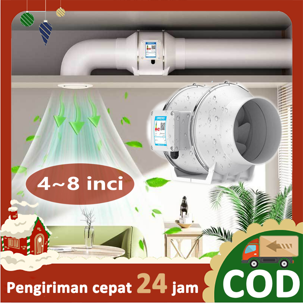 Jual 4''/6''/8'' Penghisap Asap Dapur Exhaust Fan Hisap Ekstraktor Air Exhaust Fan Kipas Inline ...
