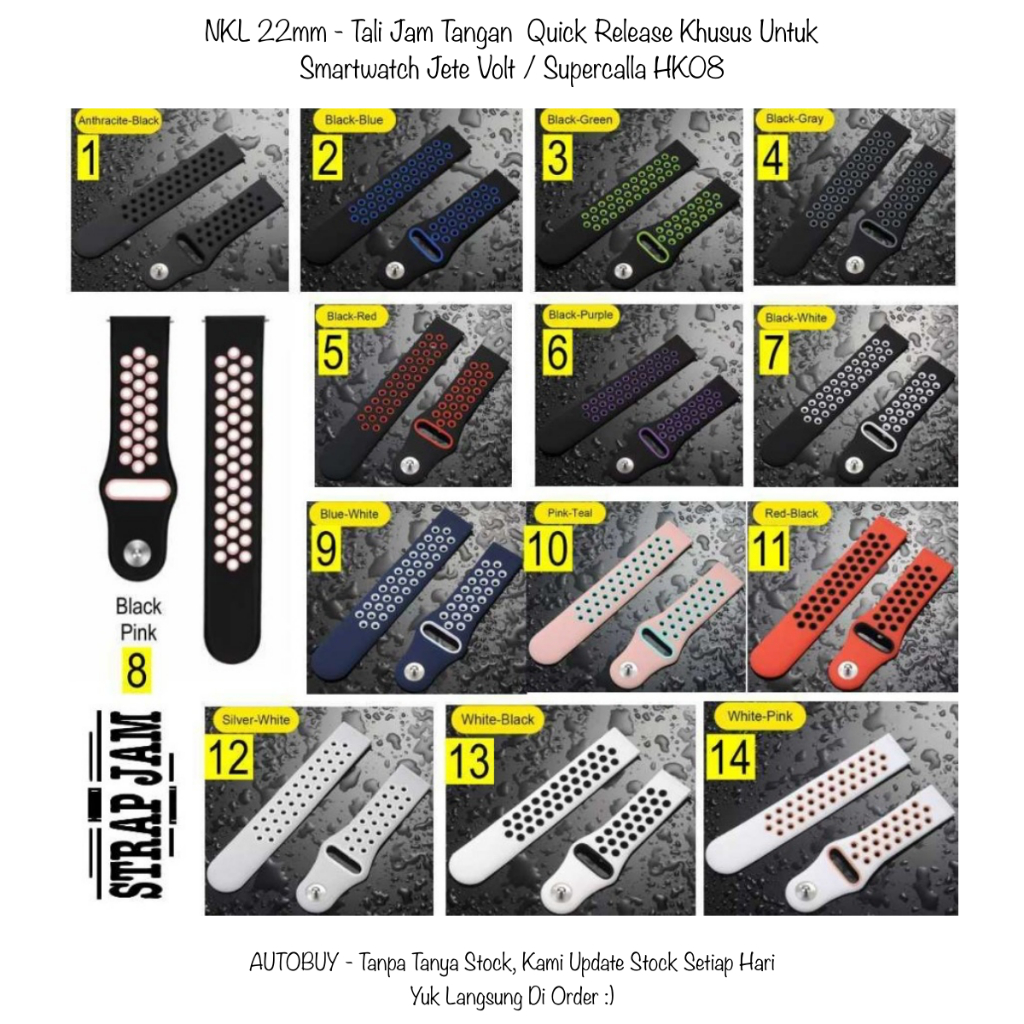 Jual NKL 22mm Strap Smartwatch Jete Volt / Supercalla HK08 - Tali Jam ...