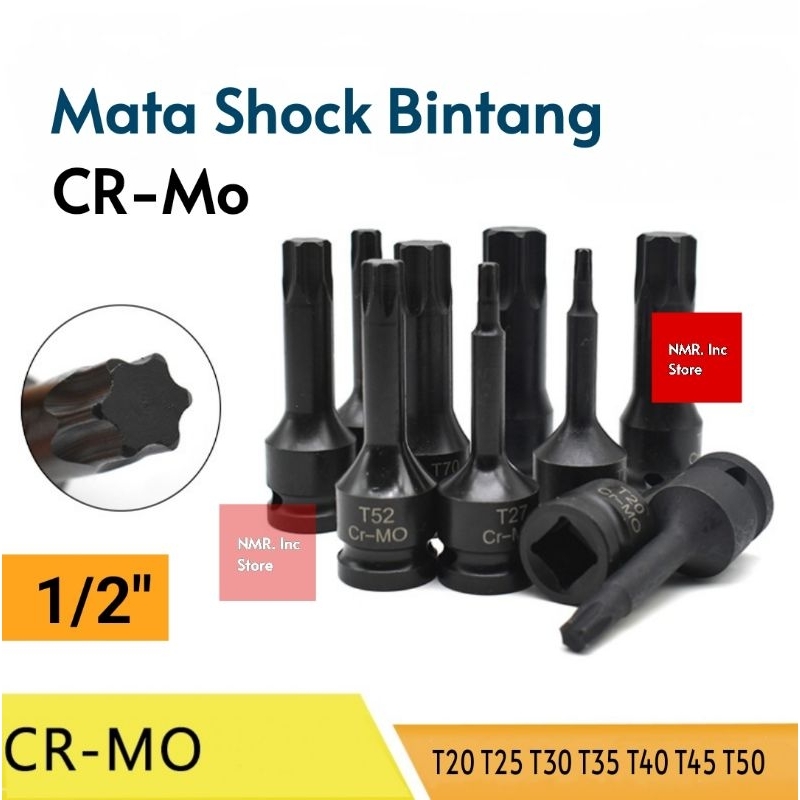 Jual Mata Kunci Shock Bintang CR-Mo 1/2 Star Bit L T20 T25 T27 T30 T35 ...