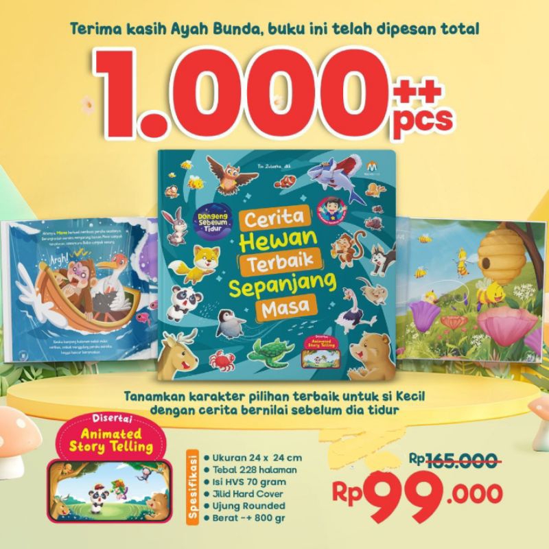 Jual Buku dongeng pengantar tidur Hewan binatang Terbaik Sepanjang Masa Cerita anak tk islami ...