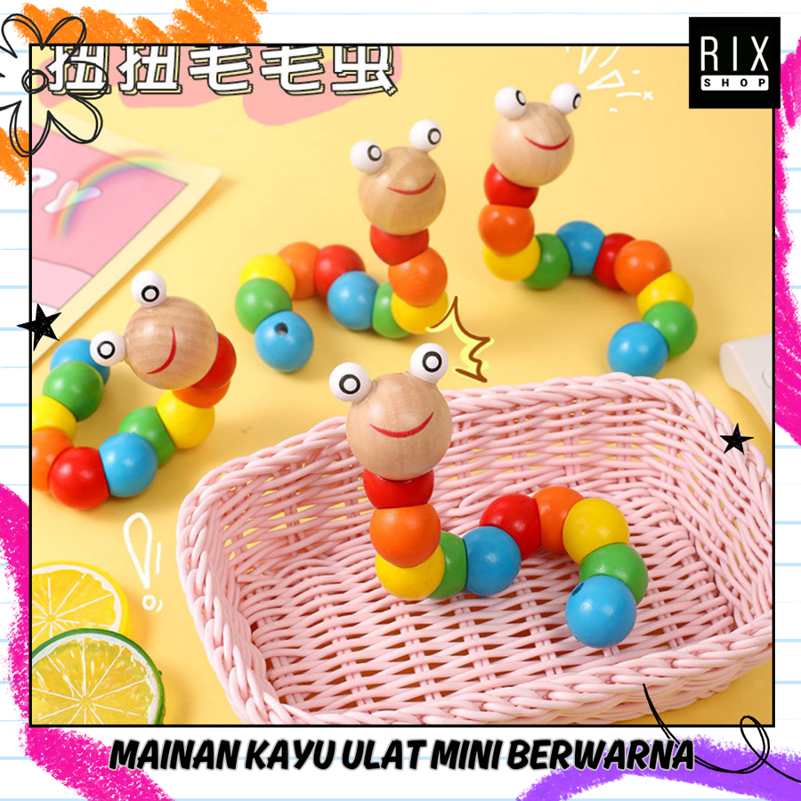 Jual RIX Mainan Anak Ulat Kayu Mini - Mini Caterpillar Wooden Toy ...