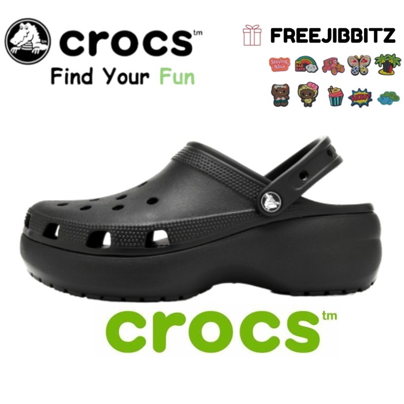 Jual 100% ORIGINAL Crocs Women's Classic Platform Clog/Crocs Sandal Wanita - Black | Shopee ...
