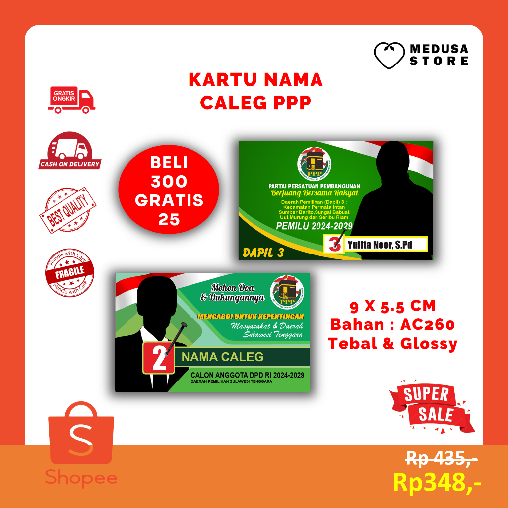 Jual Kartu Nama Caleg Calon Dan Wakil Kepala Daerah PARTAI Persatuan ...