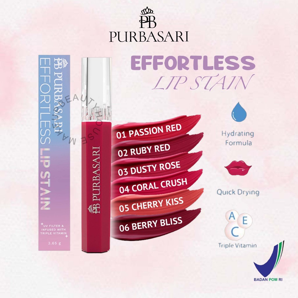 Jual PURBASARI Effortless Lip Stain | Vitamin A, C, & E | Lip Tint Lipstain Lip Color Lip Gloss ...