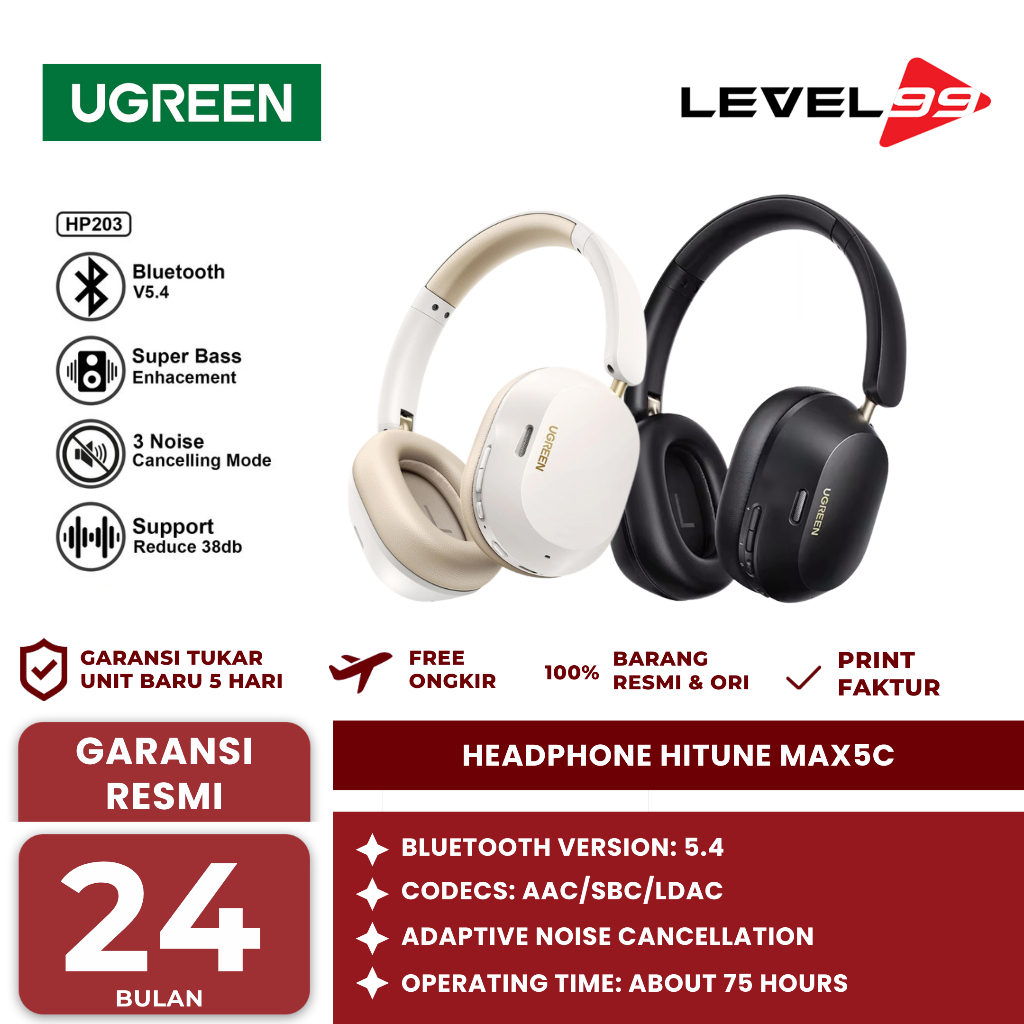 Jual Ugreen Wireless Headphone Hitune Max 5C Noise Canceling Bluetooth 5.4 | Shopee Indonesia