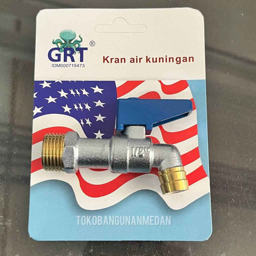 Jual Keran Air Besi Gagang Biru Drat Kuningan 1/2 inch - Kran tembok taman GRT | Shopee Indonesia