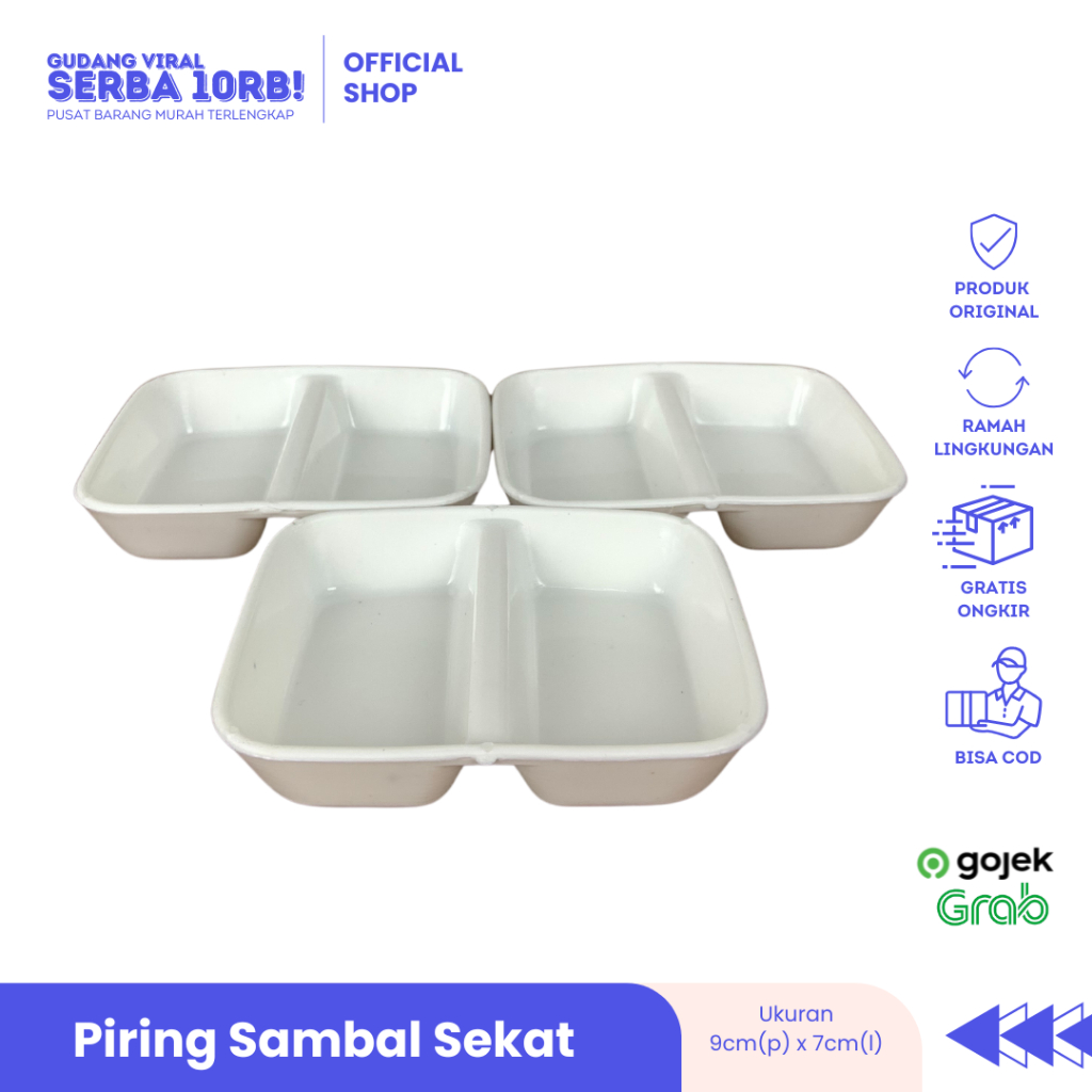 Jual Piring Saus Sekat 2 Putih Piring Sambal Plastik Tebal Anti Pecah ...