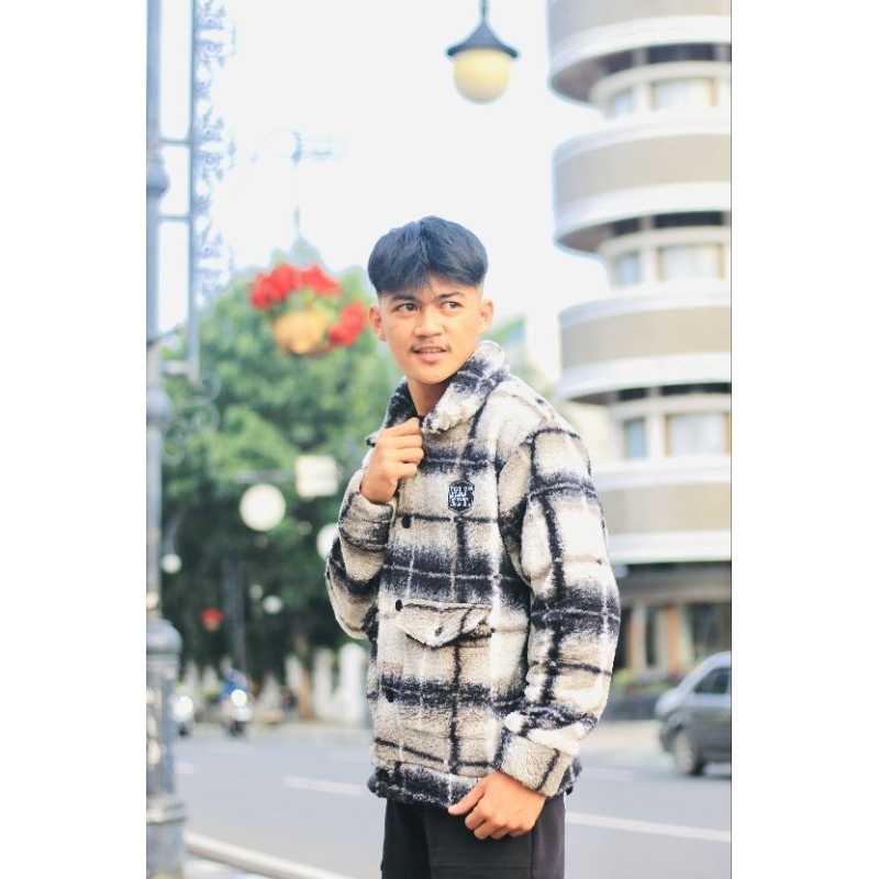 Jual Jaket sherpa tartan pria dan wanita/Jaket sherpa kotak kotak ...