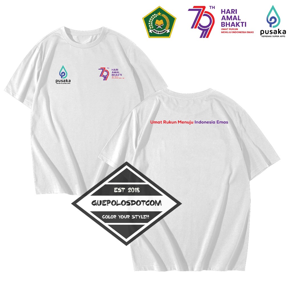 Jual TYPE C02 - KAOS HARI AMAL BHAKTI KE-79th LOGO PUSAKA KEMENAG SUPER ...